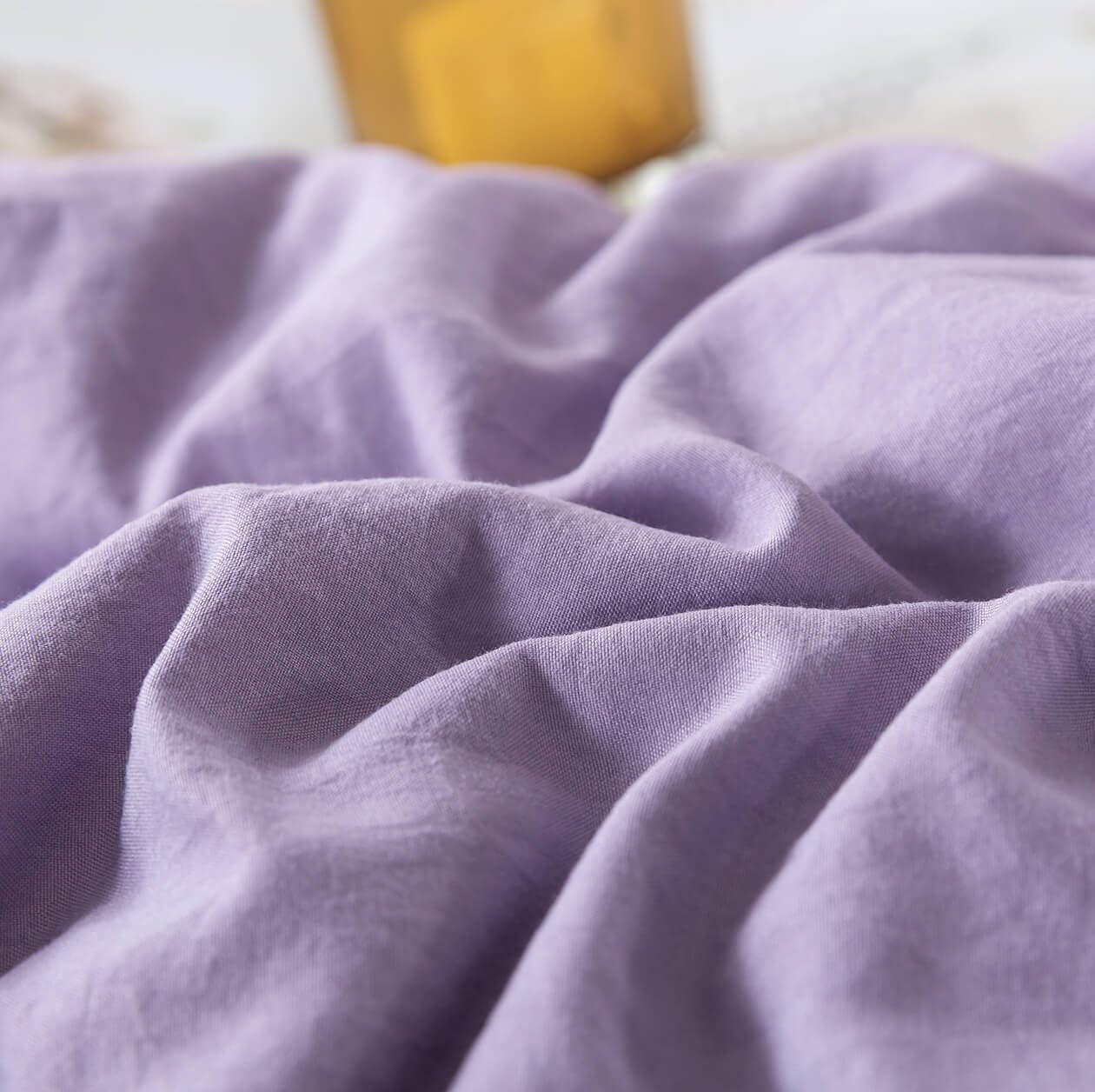 TanNicoor Pom Fringe Duvet Cover Set - 3 Piece Natural Ultra SOFE Color Washed Microfiber Bedding Set, Modern Style Down Comforter Quilt Cover with Zipper Closure(Queen, Lavender Purple)