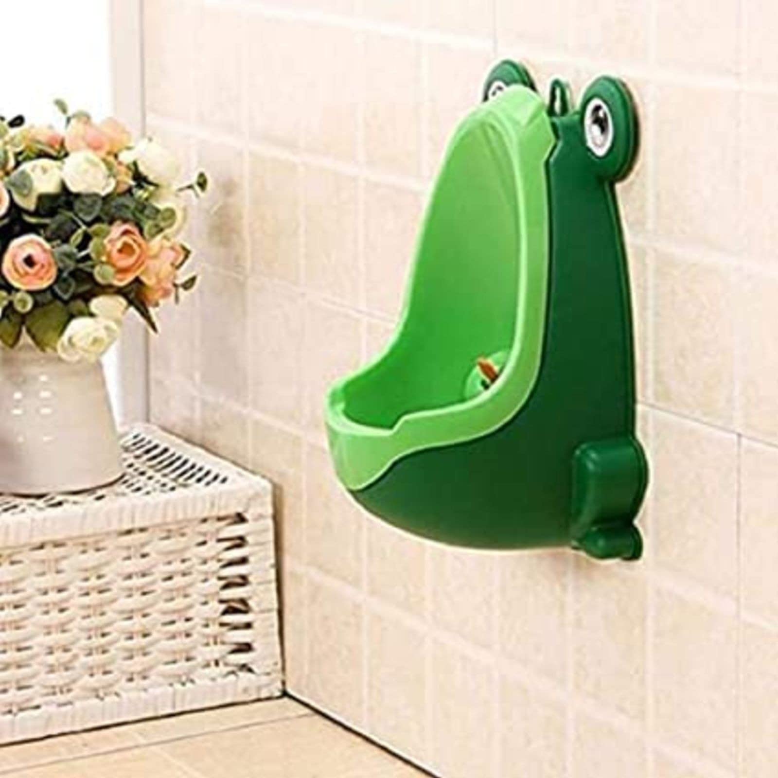 SOOTOP Kids Urinal Frog Cartoon Design Boy Toilet Potty Training Urinal Wall Hung Urinal 1Pcs Clear Crystals for Hanging (Green, One Size)