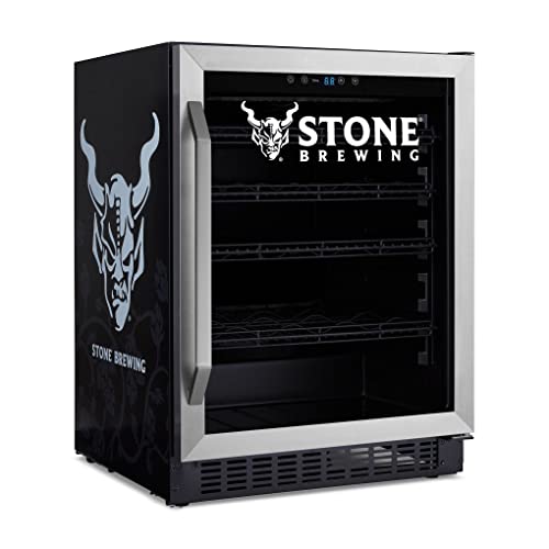 NewAir Stone Brewing 180 Can FlipShelf Beverage and Beer Refrigerator, 24β Built-In or Freestanding Wine Cooler with Reversible Shelves, Perfect for Bar, Gamer Room, or Office