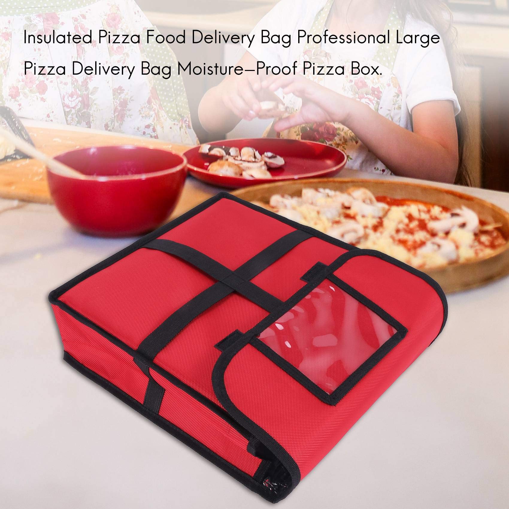 SWEDEN Insulated Pizza Food Delivery Bag Professional Pizza Delivery Bag Moisture-Proof Pizza Box, Red