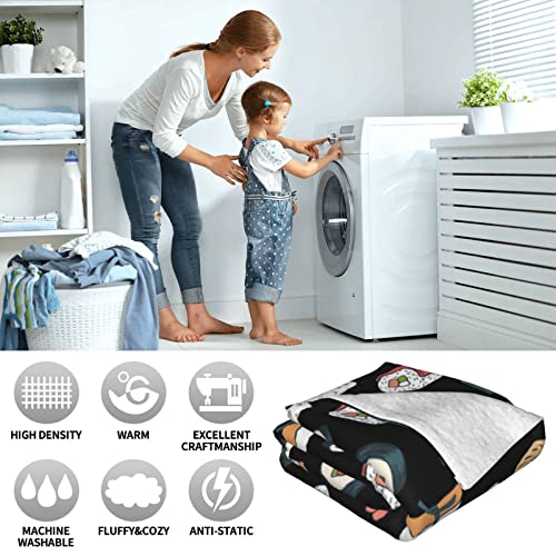 Sushi Throw Blanket Warm Ultra-Soft Micro Fleece Blanket for Bed Couch Living Room(Young