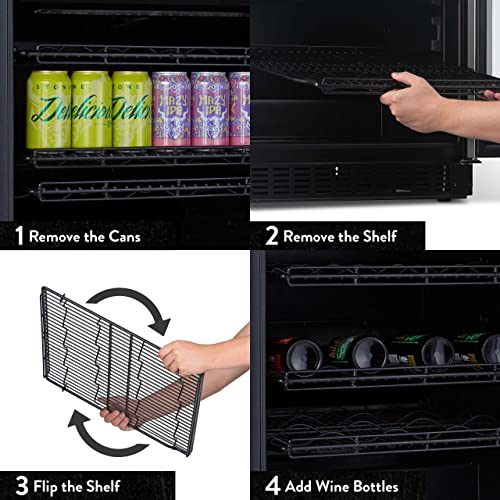 NewAir Stone Brewing 180 Can FlipShelf Beverage and Beer Refrigerator, 24β Built-In or Freestanding Wine Cooler with Reversible Shelves, Perfect for Bar, Gamer Room, or Office