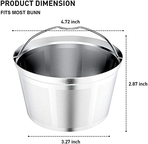 Nicelucky Bunn coffee filter reusable 8 10 12 cup basket replacement filter-stainless steel Permanent coffee filter Suitable for BUNN coffee brewer