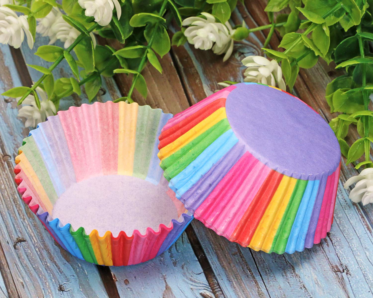 Mini Skater 100Pcs Standard Size Paper Baking Cups Rainbow Cupcake Liners for Wedding Birthday Party Muffins Cupcakes Cake Balls and Candies (Colorful)