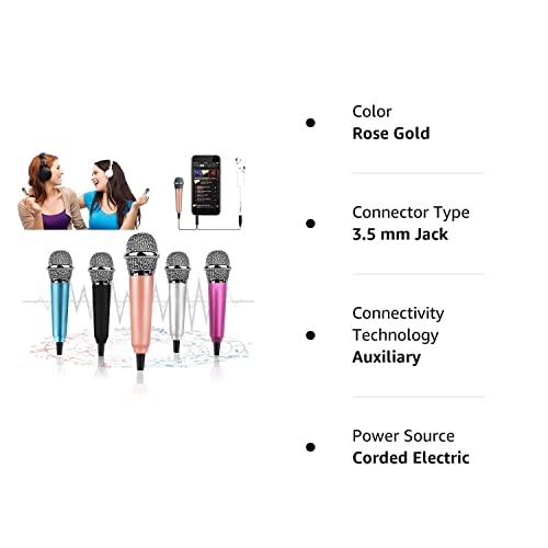 KICOSOADT Mini Microphone,Tiny Microphone, Portable Microphone/Instrument Microphone for Man/Pet Voice Recording Shouting and Sing,with Mic Stand and Box (Rose Gold)