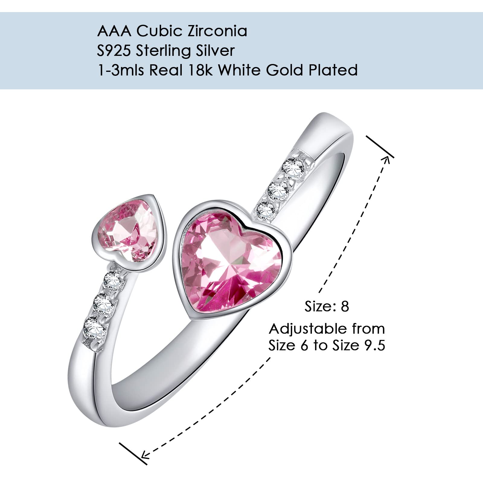 LANE WOODS Sterling Silver Rings Cute March BirthStone Ring (Light Blue)