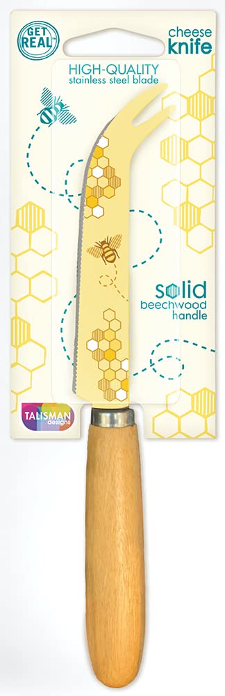 Talisman Designs Cheese Knife | Honey Bee Design | Solid Beechwood Handle & Stainless-Steel Blade | Cute & Functional Kitchen Tool | Decorative Wooden Utensils