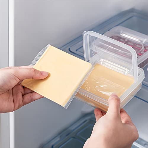 Typutomi 2 Pack Sliced Cheese Container for Fridge, Clear Plastic Butter Block Cheese Slice Storage Box with Flip Lid for Refrigerator Food Vegetable