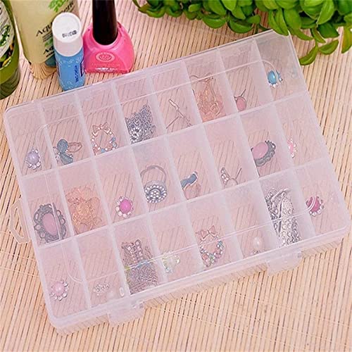 Typutomi Plastic Compartment Organizer Box, 24 Grids Jewelry Dividers Storage Container DIY Parts Storage Box for Bead, Rings, Jewelry,Screws, Handicrafts