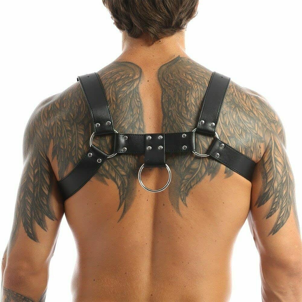 NBMARLS Men's Harness Belt Adjustable Buckle Shoulder Strap Chest Harness Exotic Apparel Male Corset…
