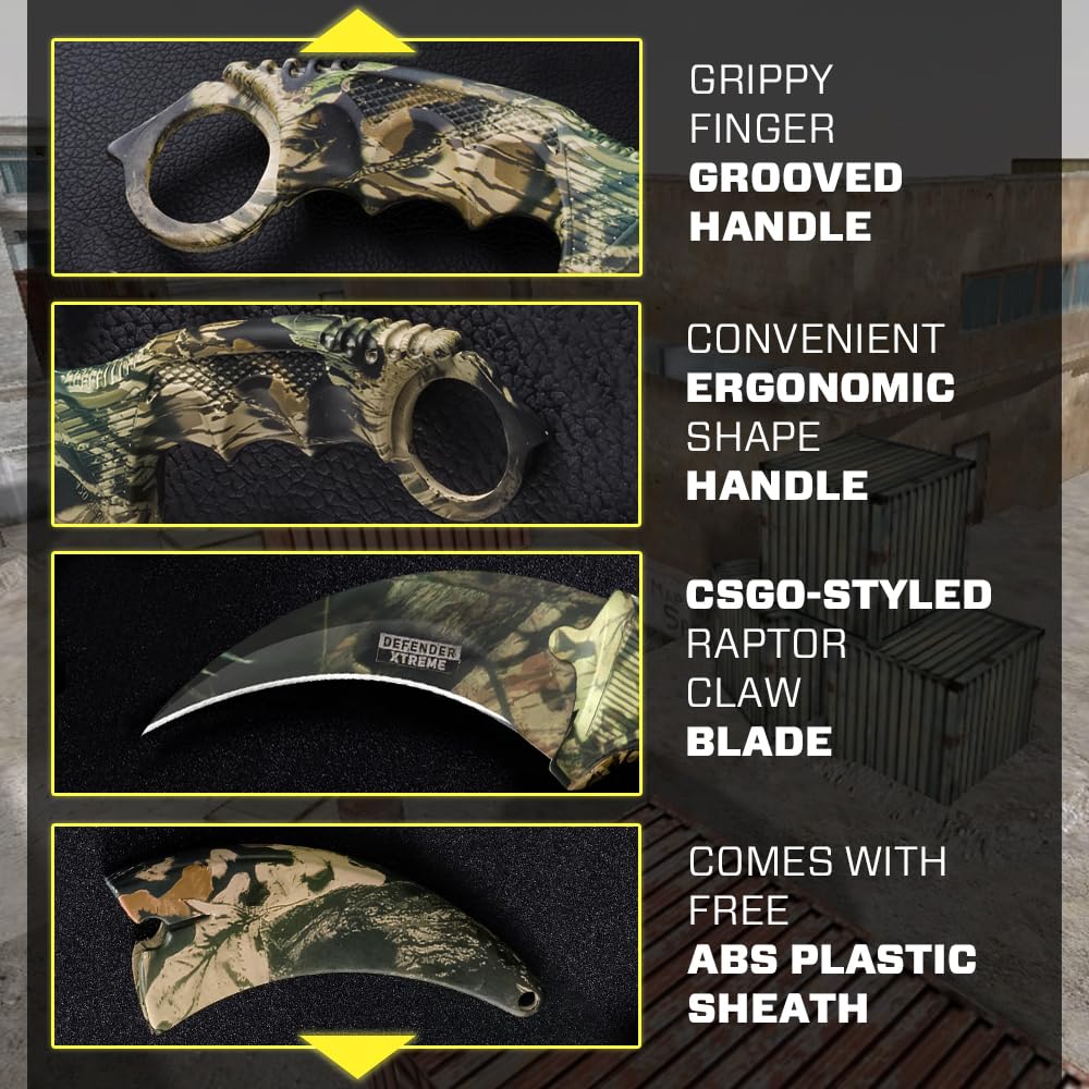 Karambit Knife - Fixed Blade Knife - Karambit Knives - CSGO Raptor Claw Knives - Best Combat Carambit for Hunting Camping Hiking EDC for Men Women Comes with Sheath - Fathers Day Dad Gift 16853