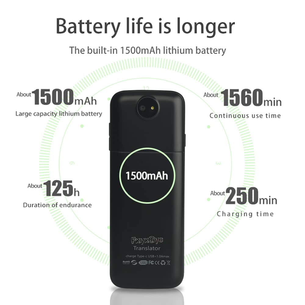 Language Translator Portable Instant Translator Device Support WiFi/Hotspot/Offline Two- Way Real Time Online 137 Languages with 2.4Inch Touch Screen Recording Smart Translator(Black)