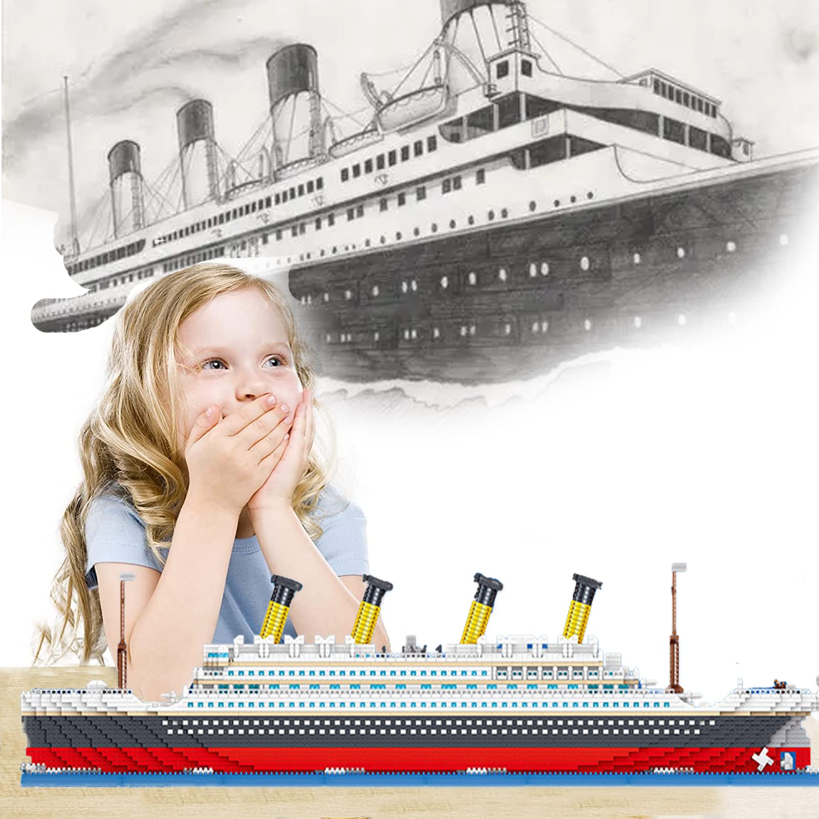 Pamvava Titanic Model Building Block Set-Mini Bricks - 4404 Pieces Toys, Titanic Ship Blocks Kit Gifts for Adults and Kids