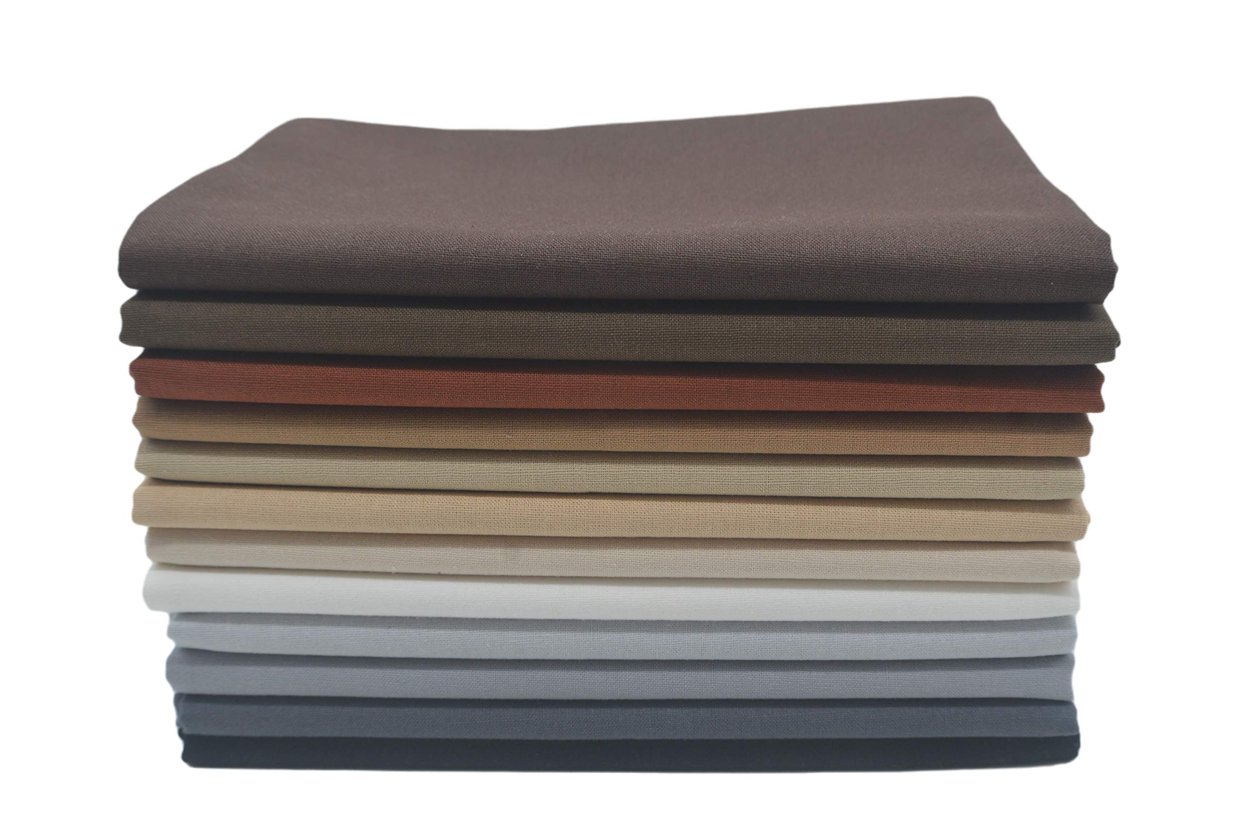ibotti Fat Quarters Fabric Bundles Solid Colors, 12 Precut Cotton Fabric Quilting, 18 x 22 inch, (Rocky Mountains)