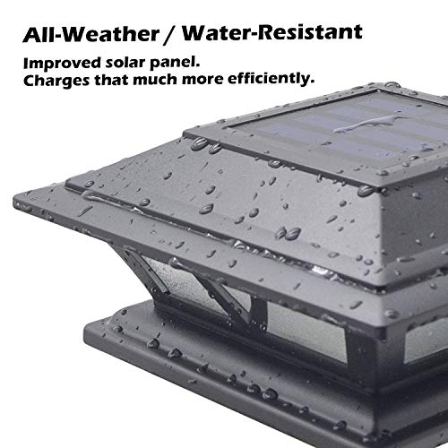 SIEDiNLAR Solar Post Lights Outdoor 2 Modes LED Deck Fence Cap Light for 4x4 5x5 6x6 Posts Patio Garden Decoration Warm White/Cool White Lighting Black (4 Pack)