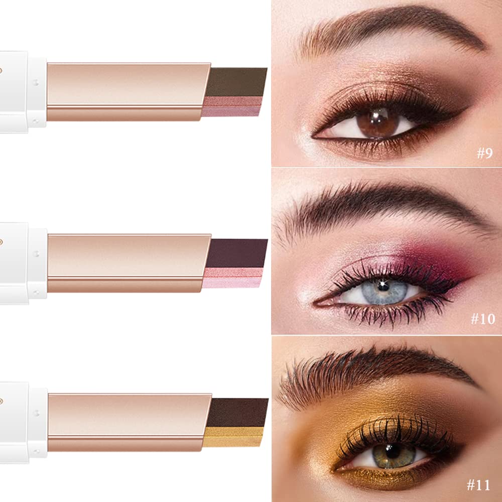 REVERIE DIARY 3PCS Eyeshadow Stick and Eyeliner Pen Two Colors In One Swipe for 3 Seconds Eye Makeup, Waterproof and Long Lasting Eye Shadow Pencil, Hypoallergenic Cream Eyeshadow