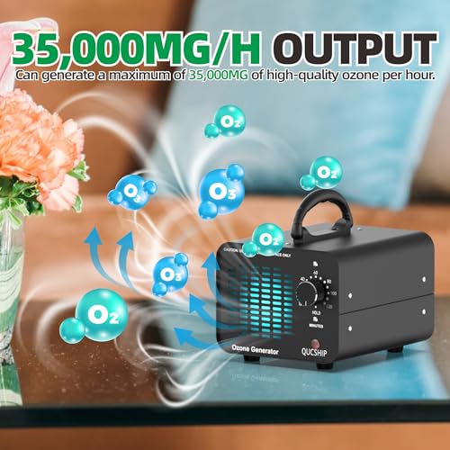 Ozone Generator 35,000mg/h, High Capacity Commercial/Industrial Ozone Generator Machine, Perfect for Home, Car, Smoke, Pet Odors, and Basement