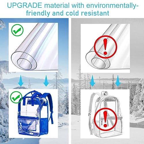 ZLYERT Clear Backpack, Heavy Duty Transparent Bookbag, Large See Through PVC Backpacks for Women and Men - Blue
