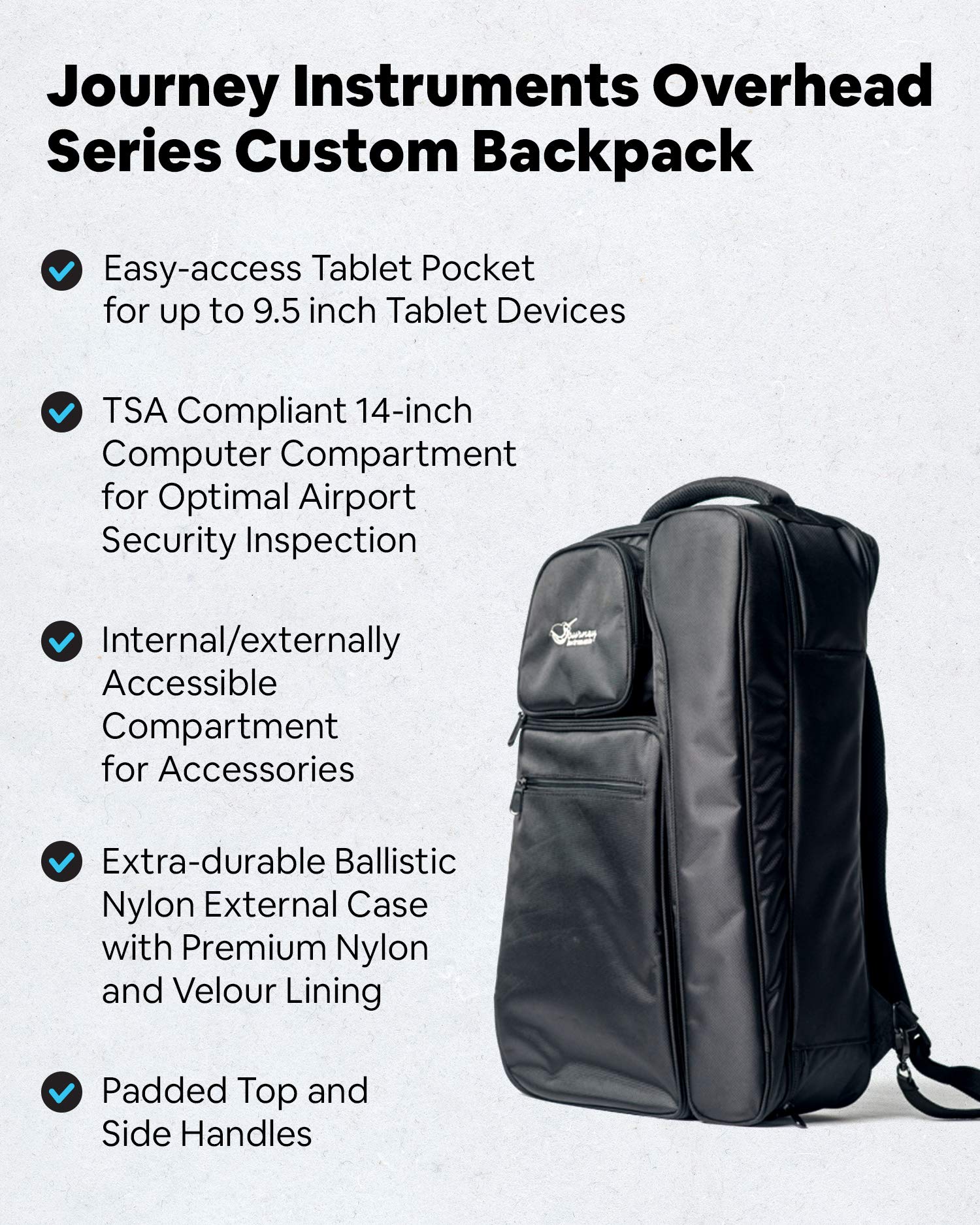 Journey Instruments Travel Guitar Gig Bag Backpack β BG003C Traveling Guitar Road Trip Premium Gig Bag β Premium 1680 Denier case HDPE foam padding Guitar Case β Fits All In One Guitar Case