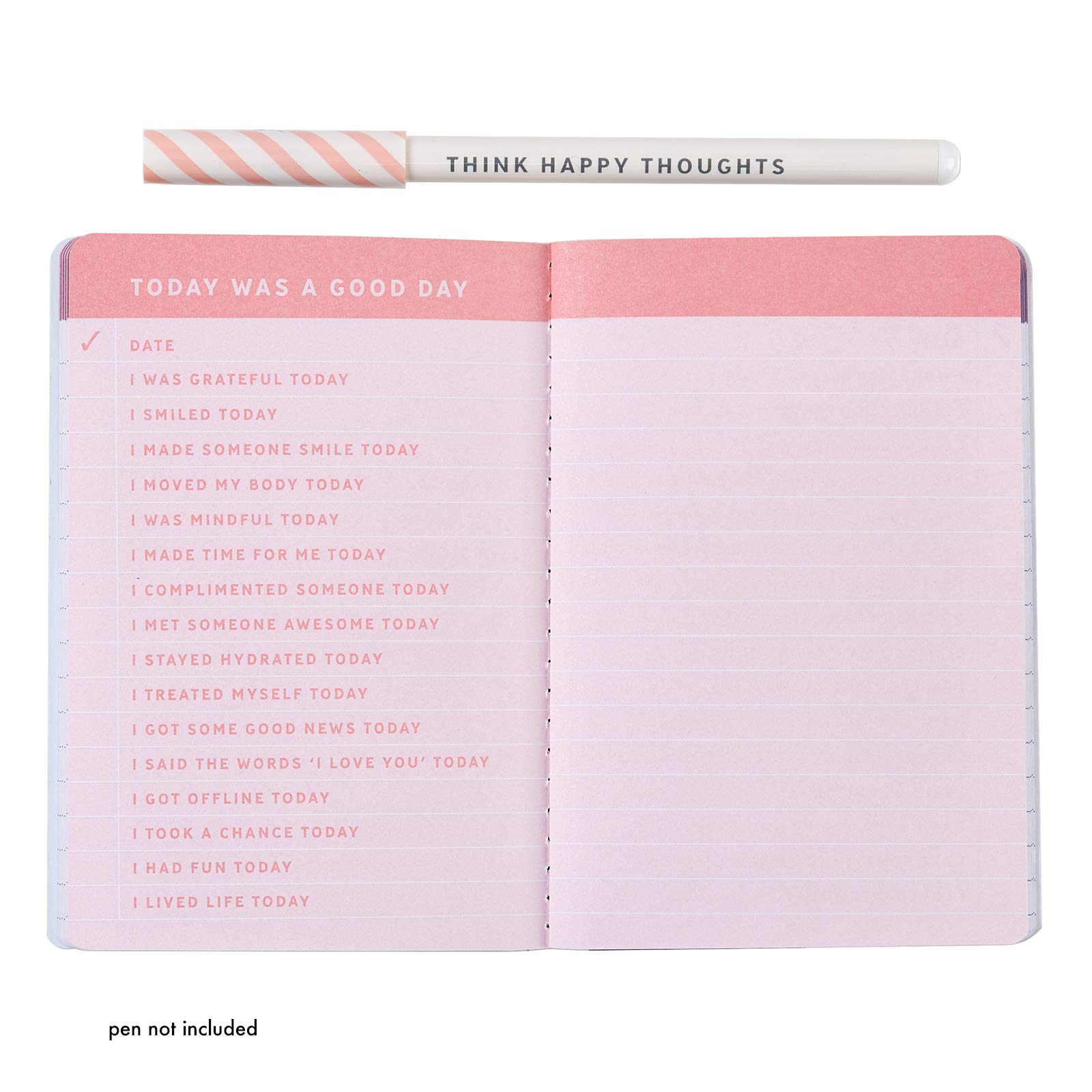 kikki.K Inspiration Designer Collection - Today was A Good Day Notebook, Pocket Sized and Gold Foil Detailing, Includes Prompts and Blank Pages, Measures 5.12" L x 3.54" W x 0.2" H