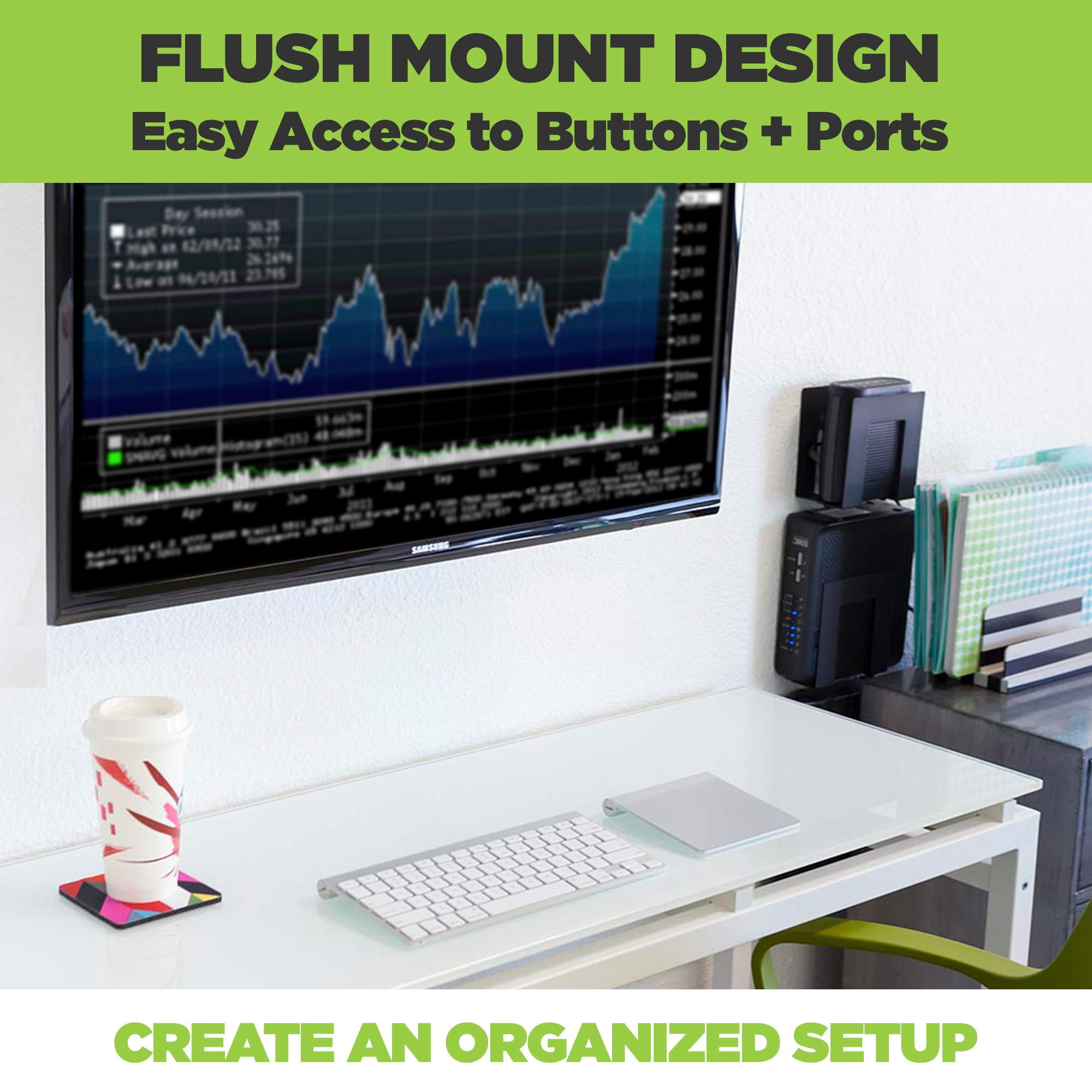 HIDEit Mounts Uni-SW VESA Mount - American Company - Black Steel Adjustable Small and Wide Device Wall Mount - Cable Box Wall Mount, Modem Wall Mount, Router Mount and More - Behind TV Cable Box Mount