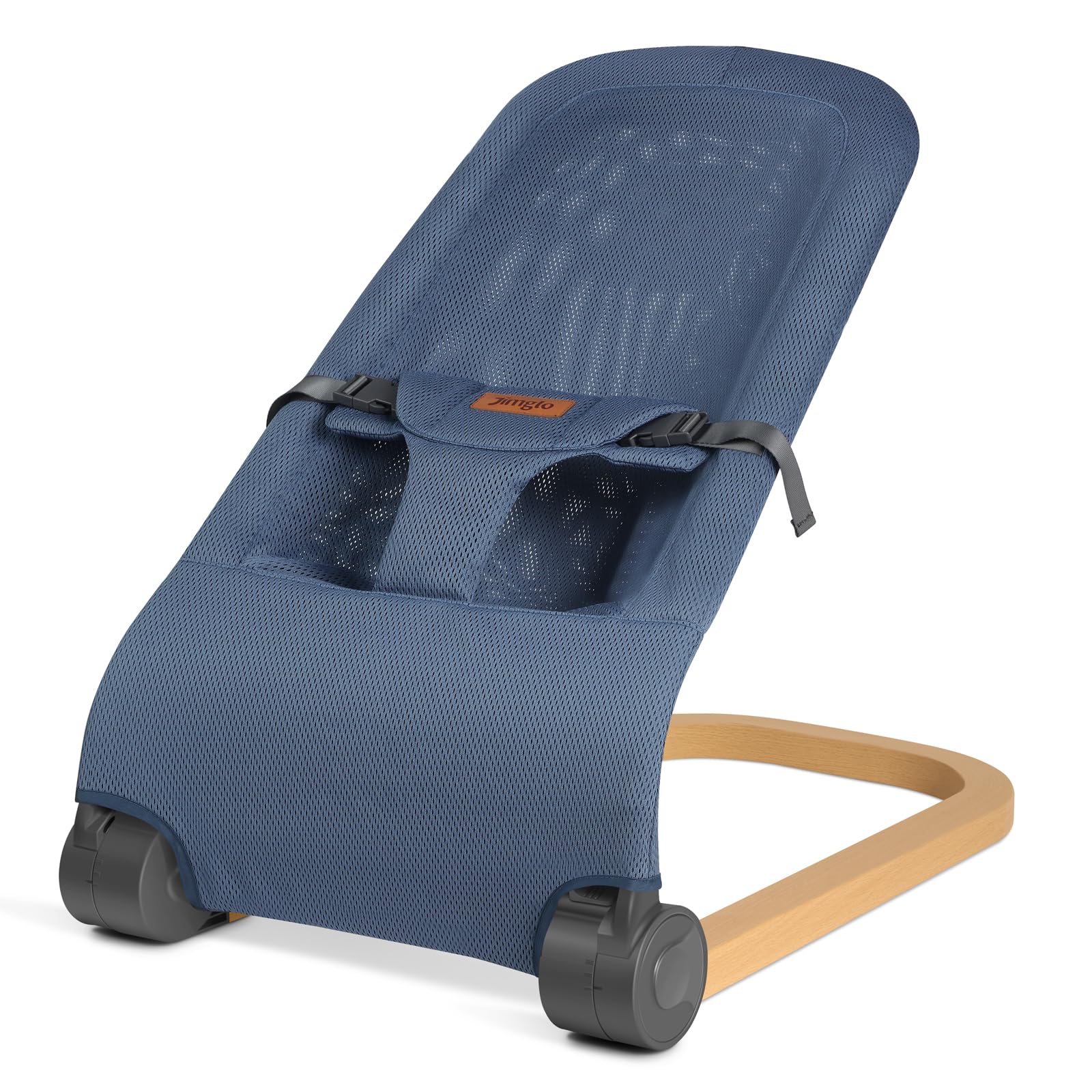 Jimglo Baby Bouncer, Portable Infant Bouncer Seat for babies, Newborn Bouncy with Mesh, Foldable, Beige