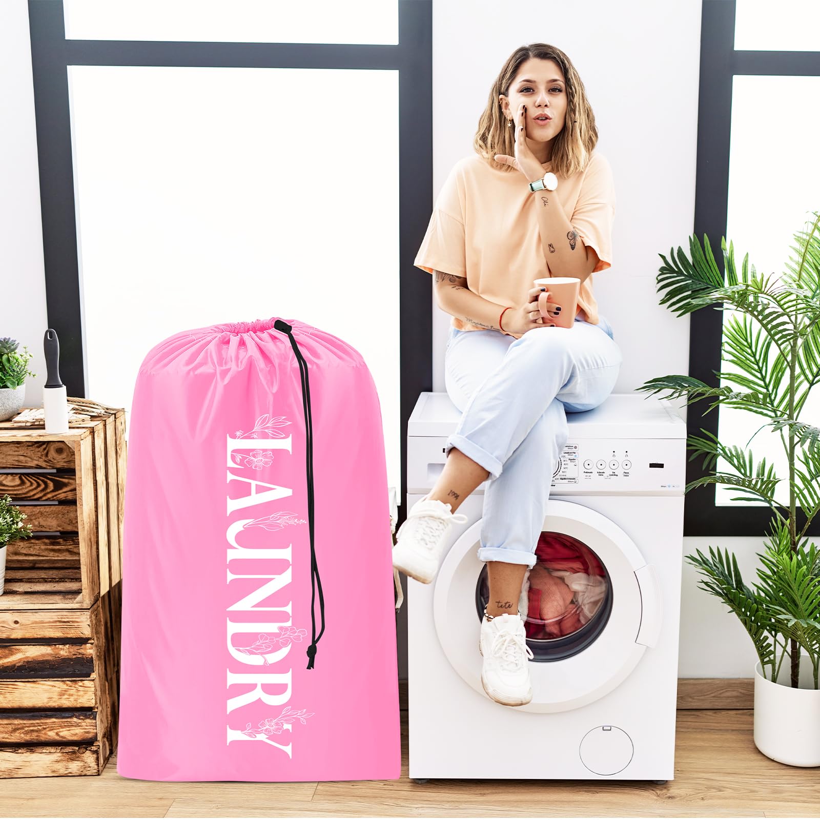 Sylfairy Laundry bags, 2 Pack Travel Laundry Bag for Dirty Clothes with Drawstring, Heavy Duty Laundry Bag for Traveling Camping, Easy Fit a Laundry Hamper or Basket Travel Essentials