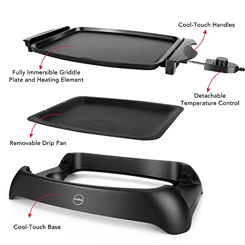 iCucina Griddle Grill Combo, 3-in-1 Electric Panini Maker, Reversible Plates with Double Cooking Surface, Stainless Steel