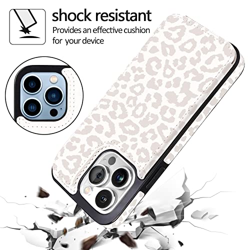 uCOLOR Compatible with iPhone 13 Pro Wallet Case with Card Holder Slots Marble Flip Leather RFID Kickstand Phone Wallet Cover for Women and Girls 6.1β (Leopard, iPhone 13 Pro 6.1")