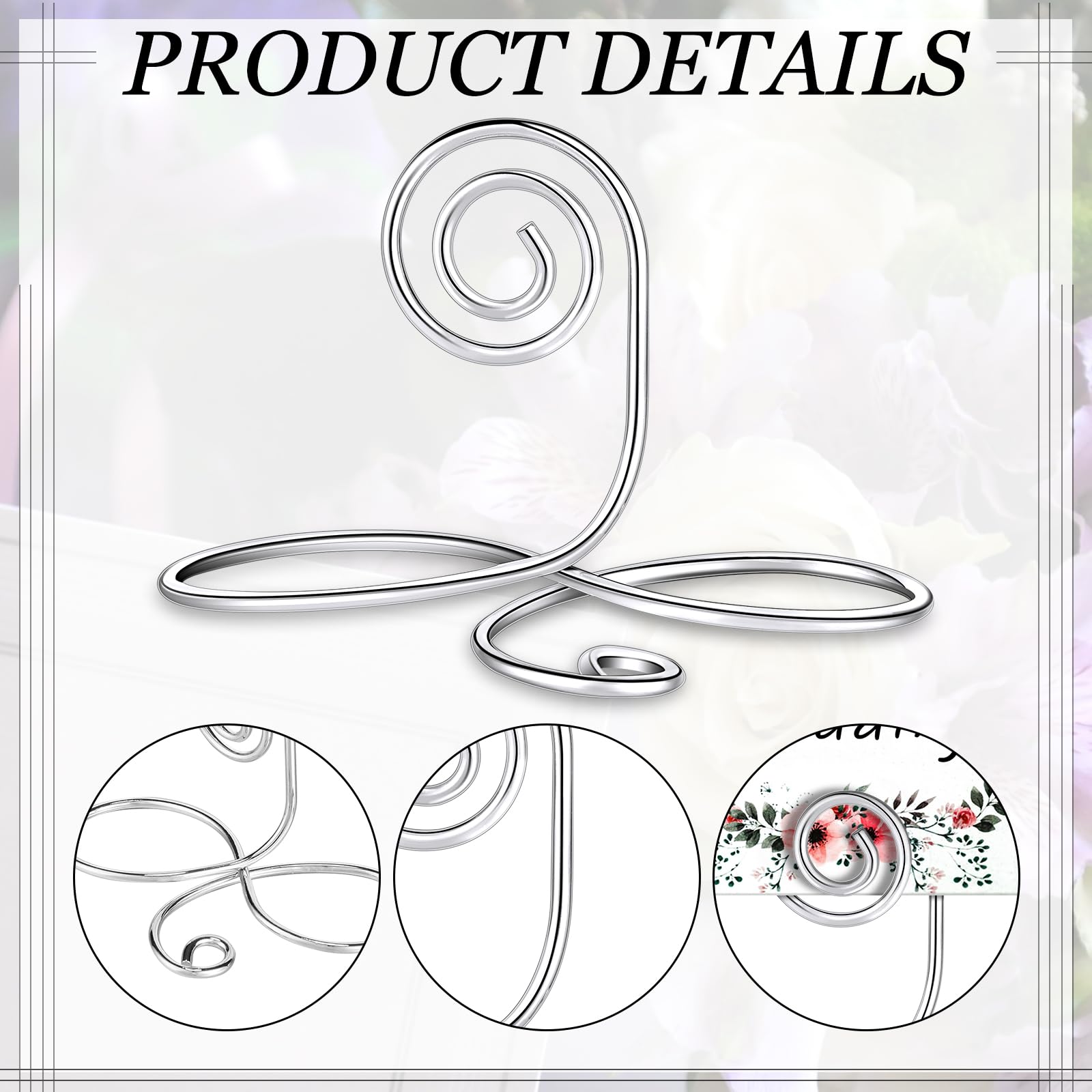 Sinload 24 Pcs Place Card Holders Table Number Holders Silver Small Card Stands Display Photos Picture Clips Elegant Wire Buffet Labels for Food Dinner Parties Weddings Reception Events