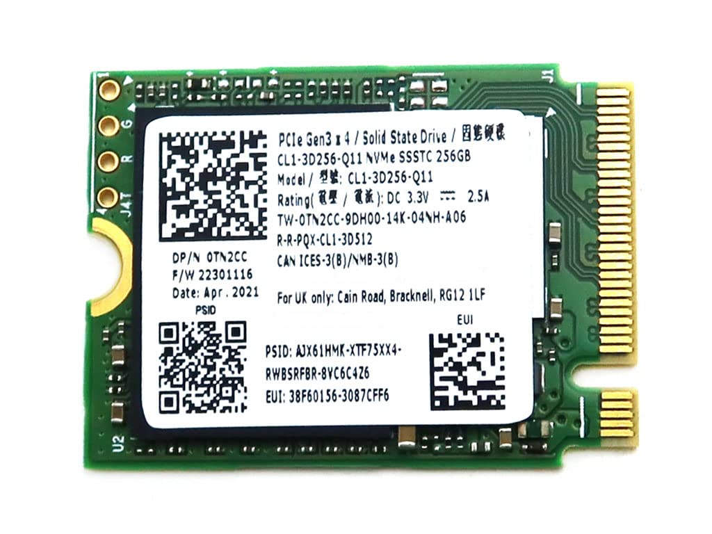 Solid State Drive TN2CC 0TN2CC TW-0TN2CC Compatible Replacement Spare Part for SSSTC CL1-3D256-Q11 256GB M.2 2230 NVMe PCIE Gen3 x4 SSD