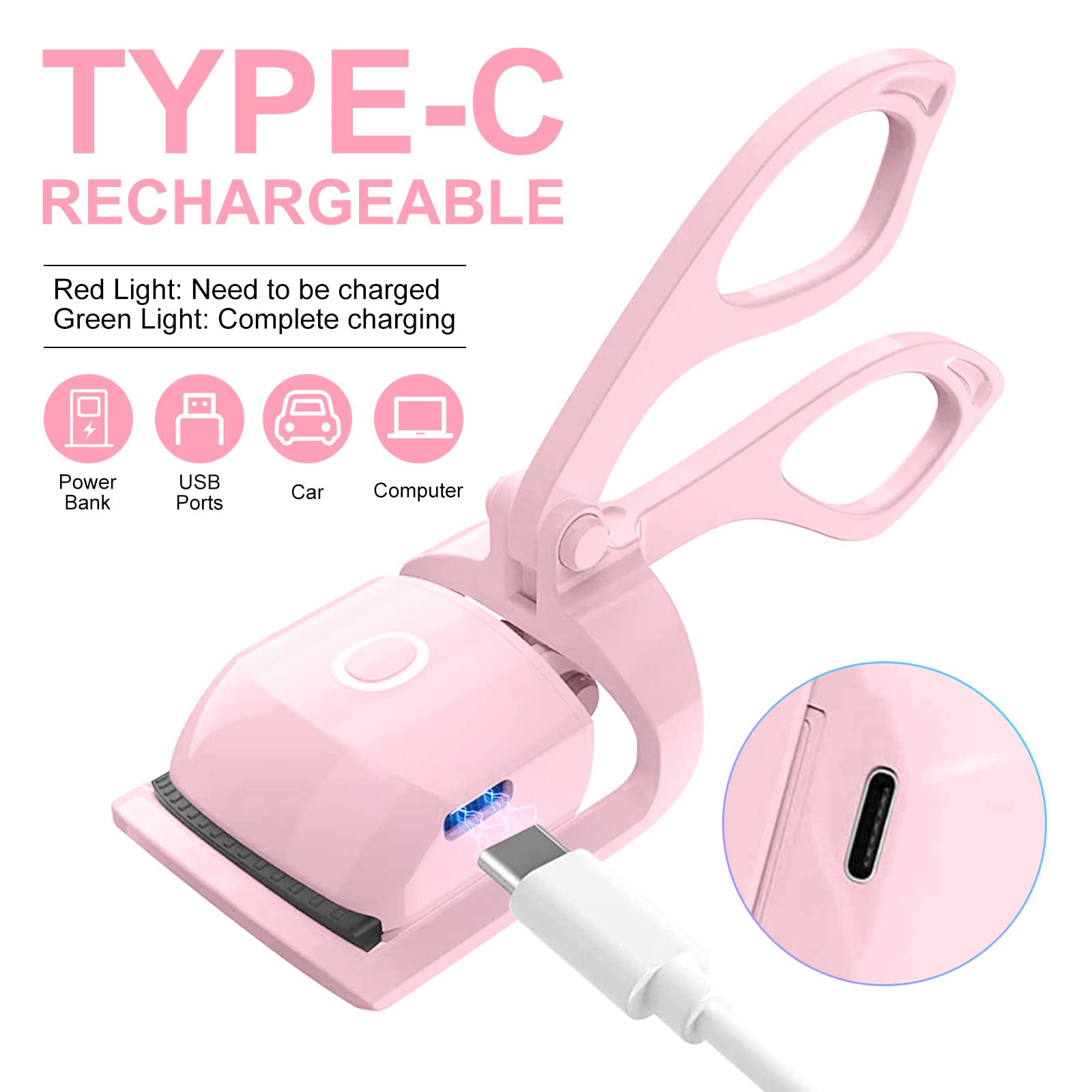SIKOT Heated Eyelash Curler, Electric Eye Lash Curler, 2 Modes Heated Quickly, Easy to Curl, Natural and Lasting Eyelashes, Saving Makeup Time, Rizador de PestaƱas Electrico, White,1 Count