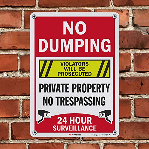 SmartSign “No Dumping - Private Property, No Trespassing, Violators Will Be Prosecuted” Sign | 10" x 14" 3M Engineer Grade Reflective Aluminum