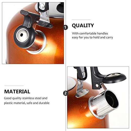 Stainless Steel Tea Kettle Steel Teapot Handle Whistling Tea Pot for Stovetop Home Kitchen Office Tea Coffee Hot Water Pot Teapot