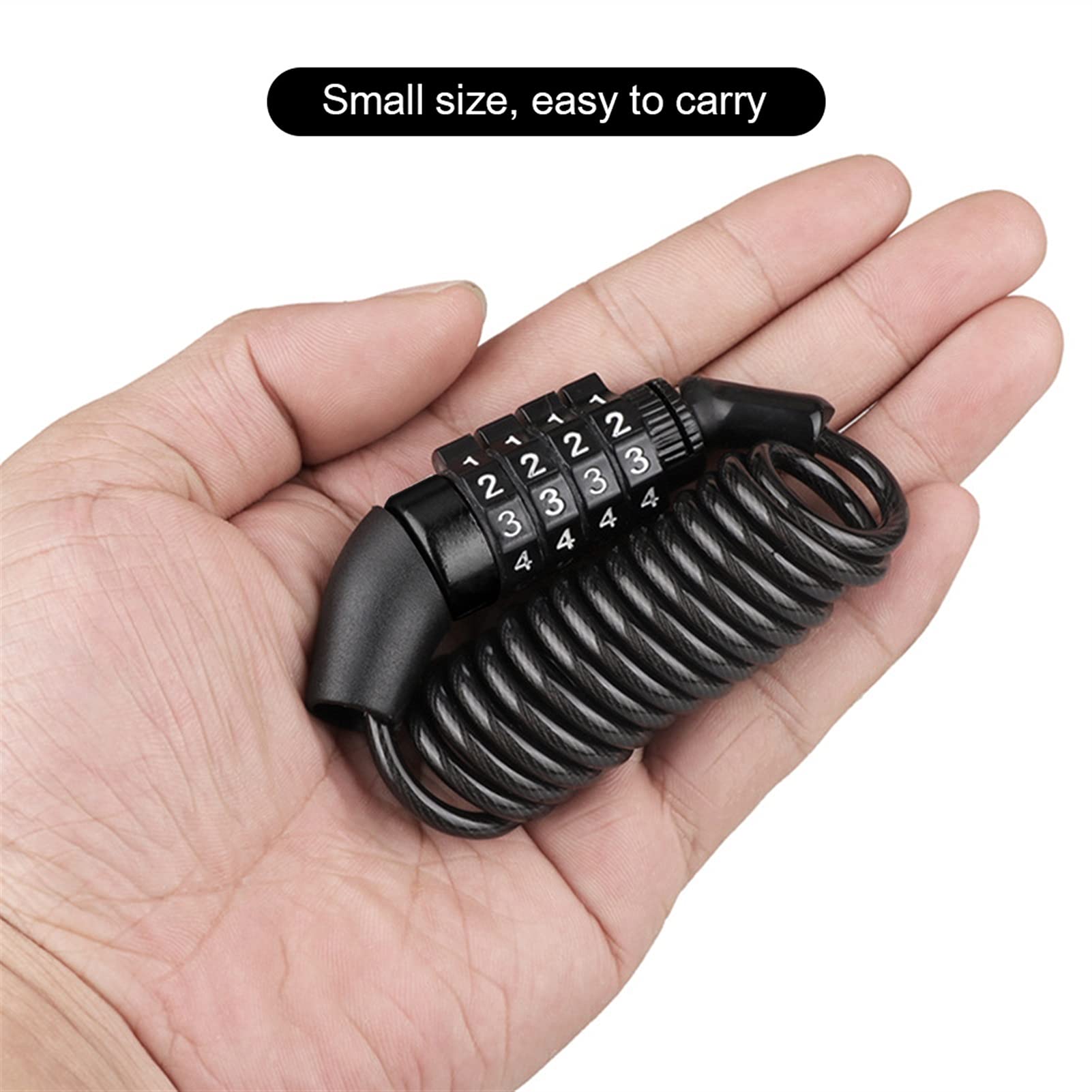 LJLCD Bicycle Lock Classic Bicycle Helmet Lock Durable Practical Multi-Functional 4 Digit Combination Steel Wire Cable Lock Backpack Lock Anti-Theft, Anti-Loss, Easy to Carry
