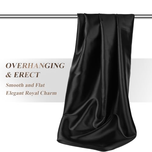 Satin Fabric by The Yard, 60 Inch Wide Black Satin Fabric Shiny & Silky Lining Fabric Satin Cloth Fabric for Wedding Dress, Clothing Making, DIY Crafts, Table Cover, Sewing(Black)