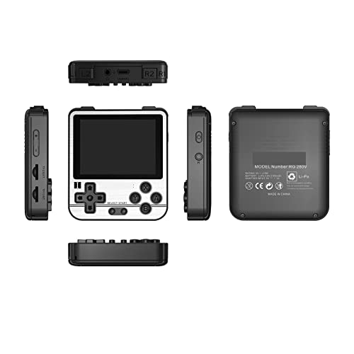 RG280V Retro Gaming 16G/64G-5000 Gaming 2.8in IPS Screen Retro Portable Mini Handheld Game Console (Color : Silver 16G)