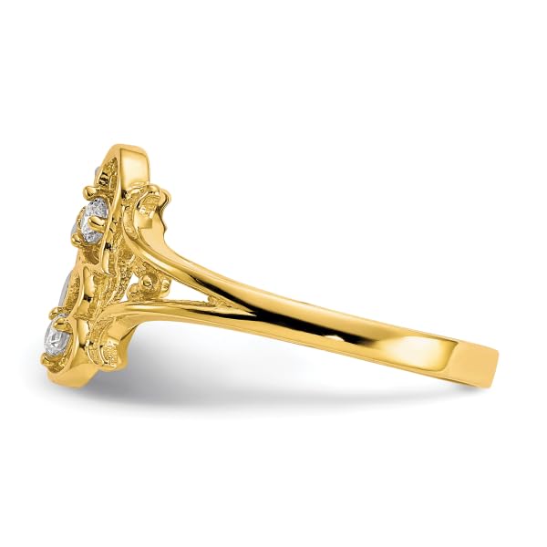 IceCarats 10K Yellow Gold Cubic Zirconia CZ Guardian Angel Heart Love Ring Size 6