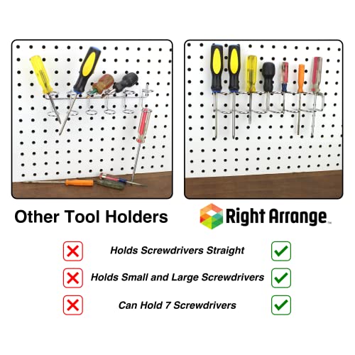 RightArrange Pegboard Tool Organizers, 2-Pack - Screwdriver Holder and/or Pliers Rack Accessory - Hooks to Any Peg Board - Pegboard Organization Accessory for Workbench, Garage, Tool Shed, Craft Room
