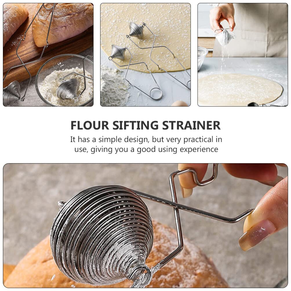Powdered Sugar Shaker Duster - Stainless Steel Creative Flour Sifter for Baking - One-Handed Operation Powder Sugar Duster Sugar Shaker for Sugar, Flour, Chocolate Powder(S)