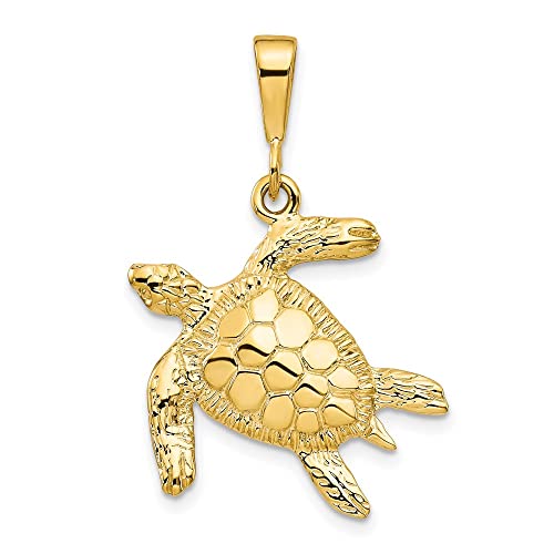 IceCarats 10K Yellow Gold Sea Turtle Necklace Charm Pendant 32mm x 21mm Only