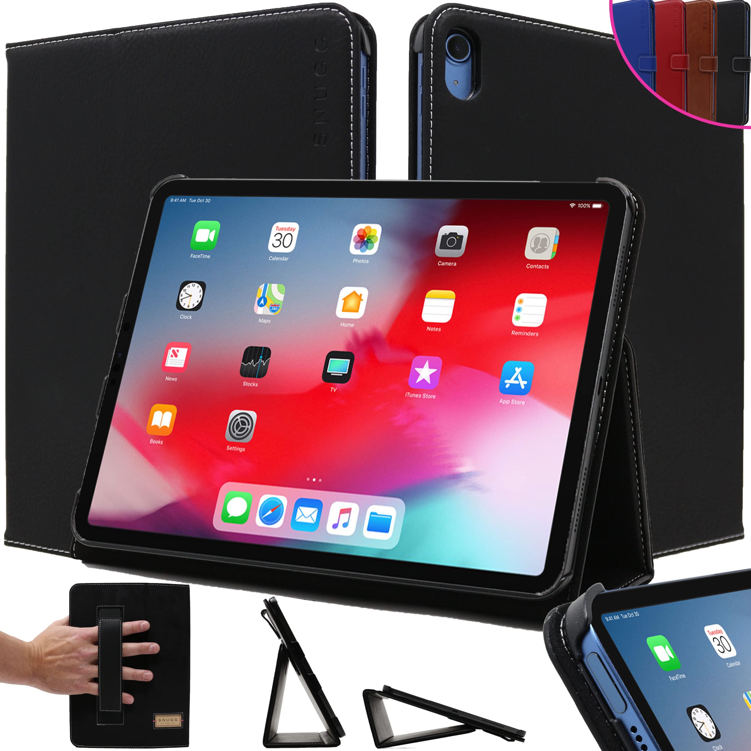 Snugg iPad 10th Generation Case (2022) - Leather Protective 10th Gen iPad case - Cover with Flip Stand for 10.9 inch iPad Case 10th Generation - Blackest Black
