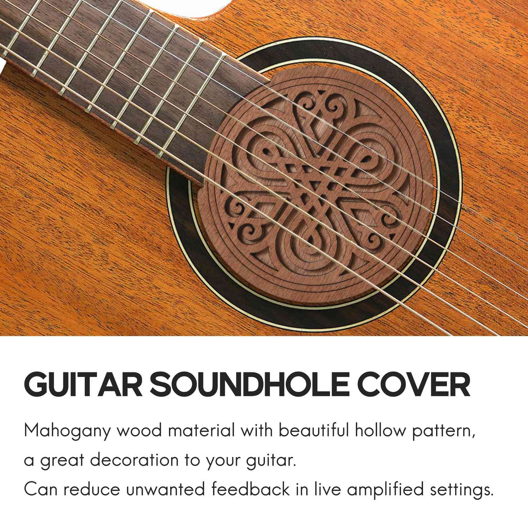 Popidome Guitar Wooden Soundhole Sound Hole Cover Block Feedback Buffer Mahogany Wood for EQ Acoustic Folk Guitars 7#