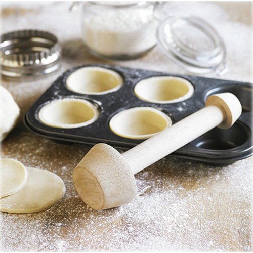 MSART Tart Tamper Pastry Tamper Mini Pan Wood Wooden Shell Dough Muffin Metal for Making Muffin, Pecan Pies, Cheesecakes and Desserts.