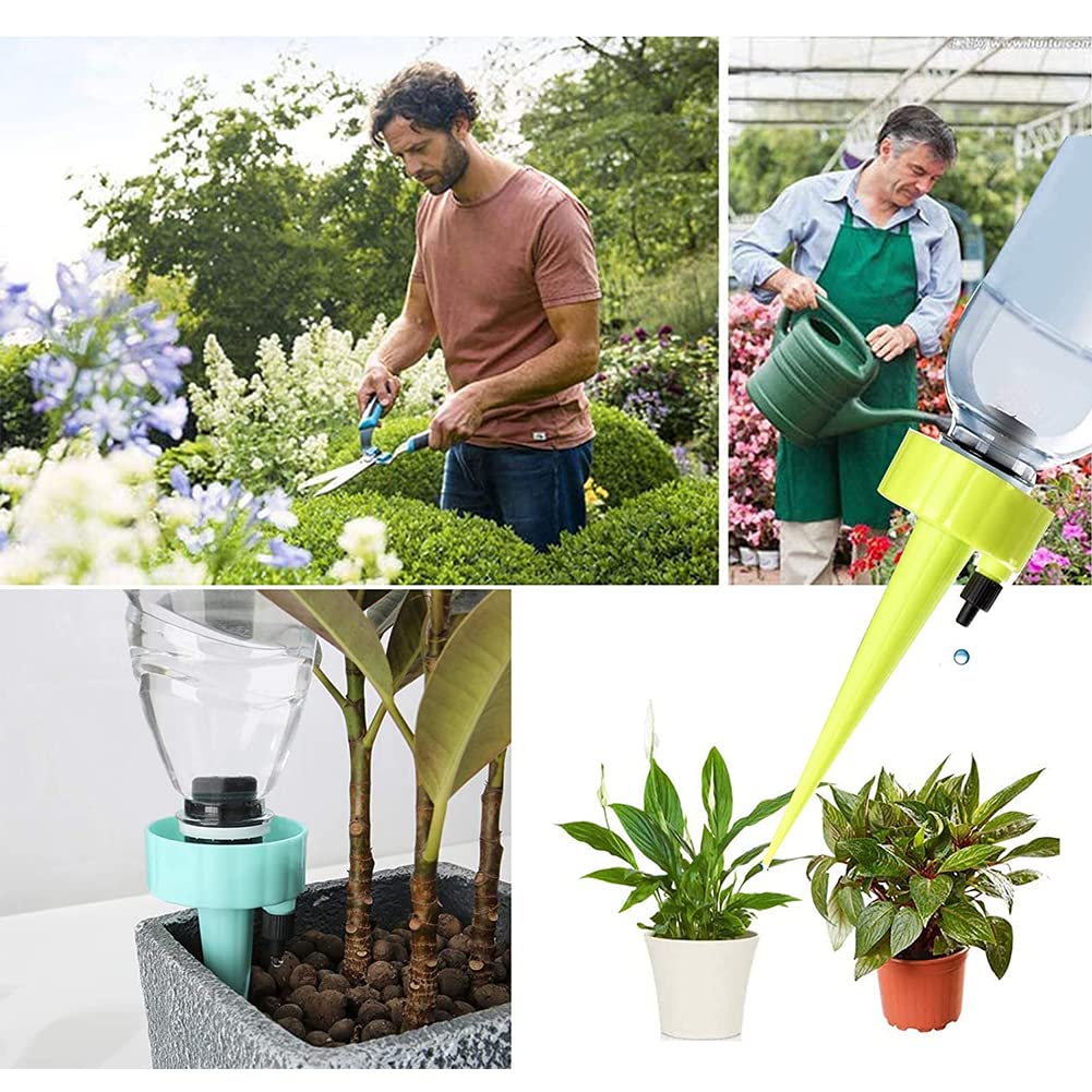 Plant Self Watering Planter Insert Spikes Stakes, Plant Watering Devices, Automatic Plant Waterer for Vacations Outdoor Indoor Potted Plant Drip Irrigation Watering Devices (12 Pack)
