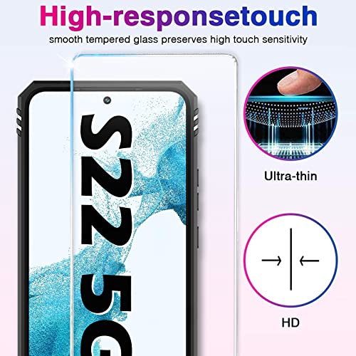 Vaki for Samsung Galaxy S22 5G Case with Built in Screen Protector Military Grade Hard Rugged Cover Heavy Duty Armor Galaxy S22 Phone Cases with Metal Ring Kickstand Shockproof Blue