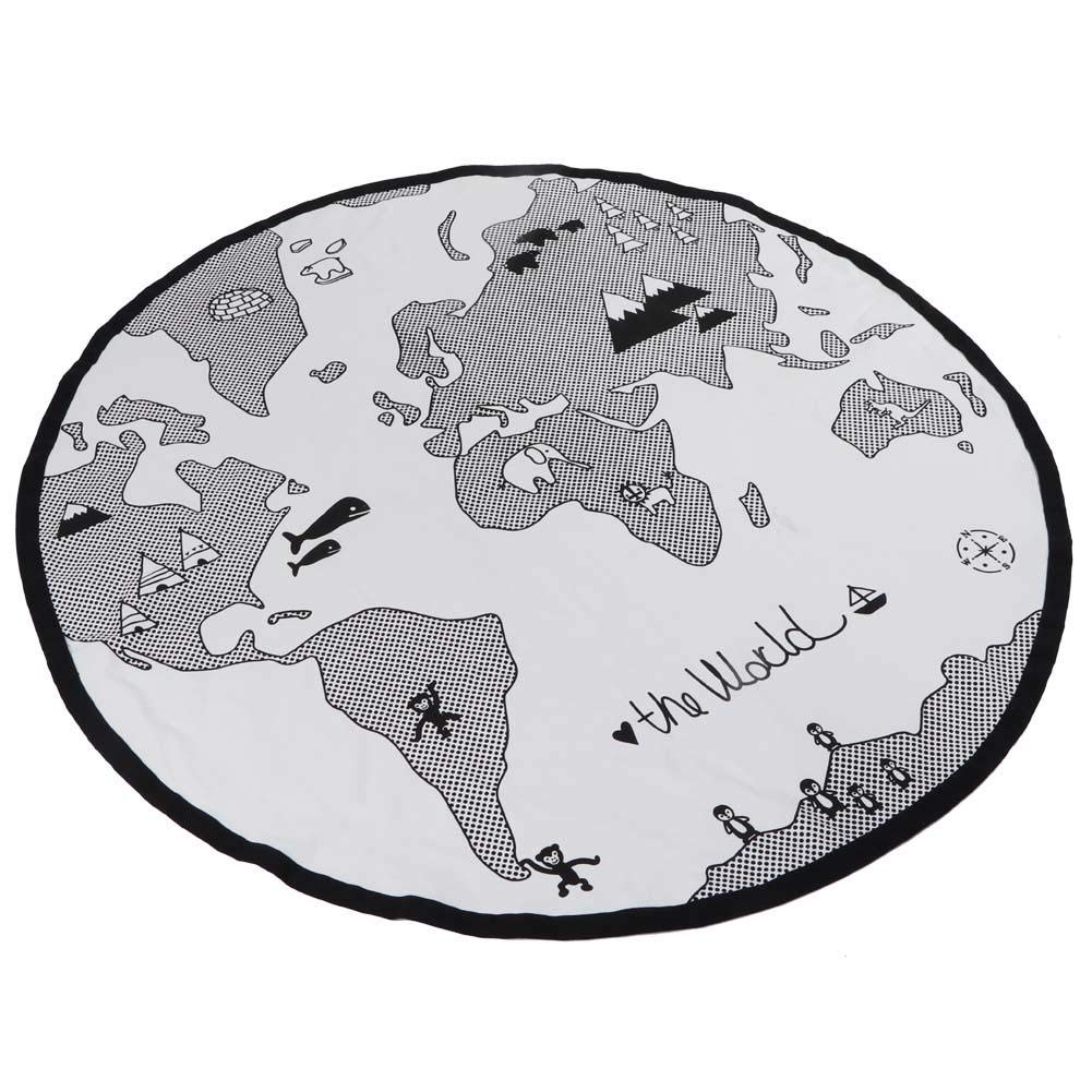Hztyyier Baby Game Blanket, 135cm Baby Round Adventure World Map Pattern Circular Kid Game Mat Thicken Baby Crawling Play Mat