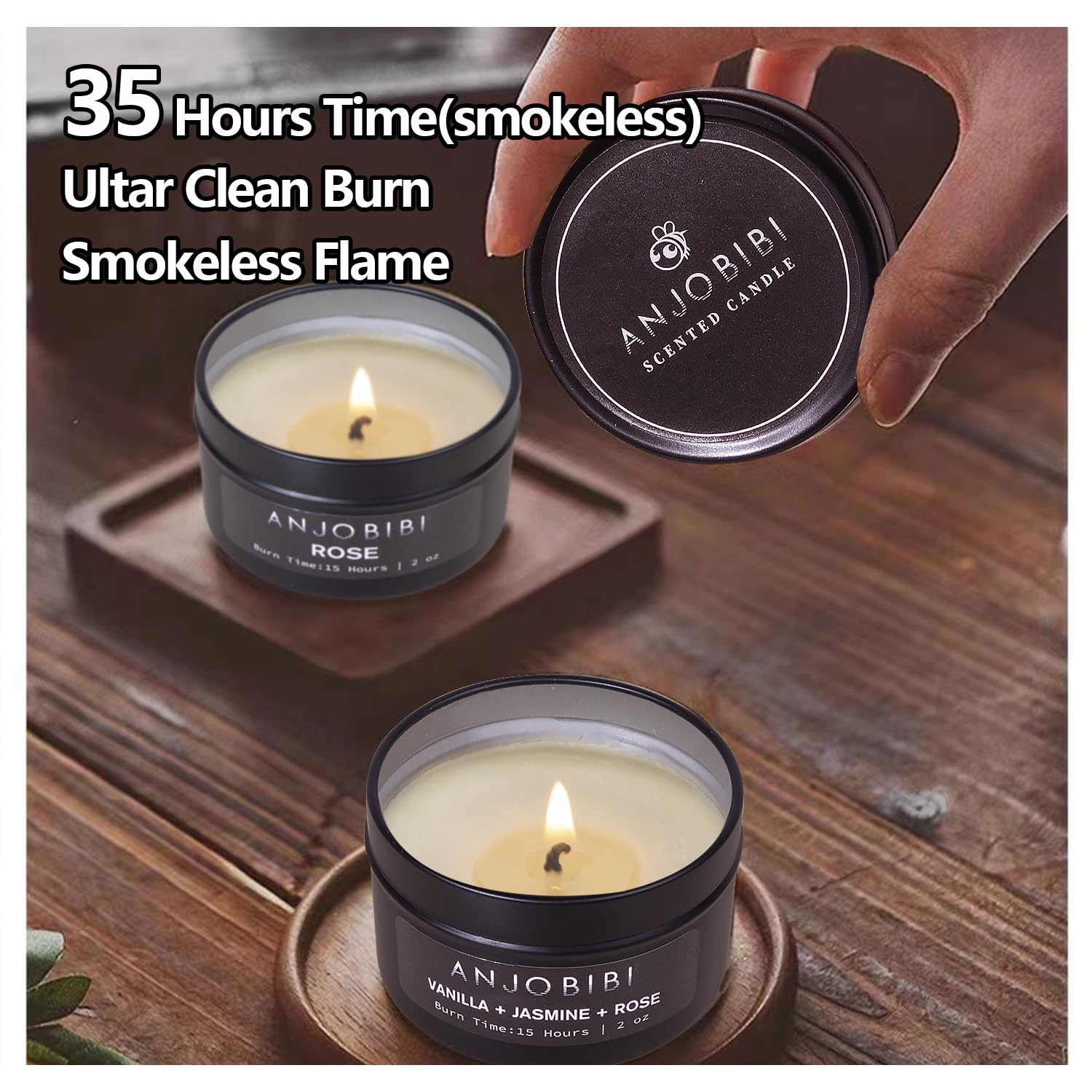 Vanilla & Jasmine & Rose Scented Candle Gifts for Women (2 Pack) - 2 Oz - 15 Hour Burn Time Long Lasting Candle,All Natural, Soy Candles, Soothe