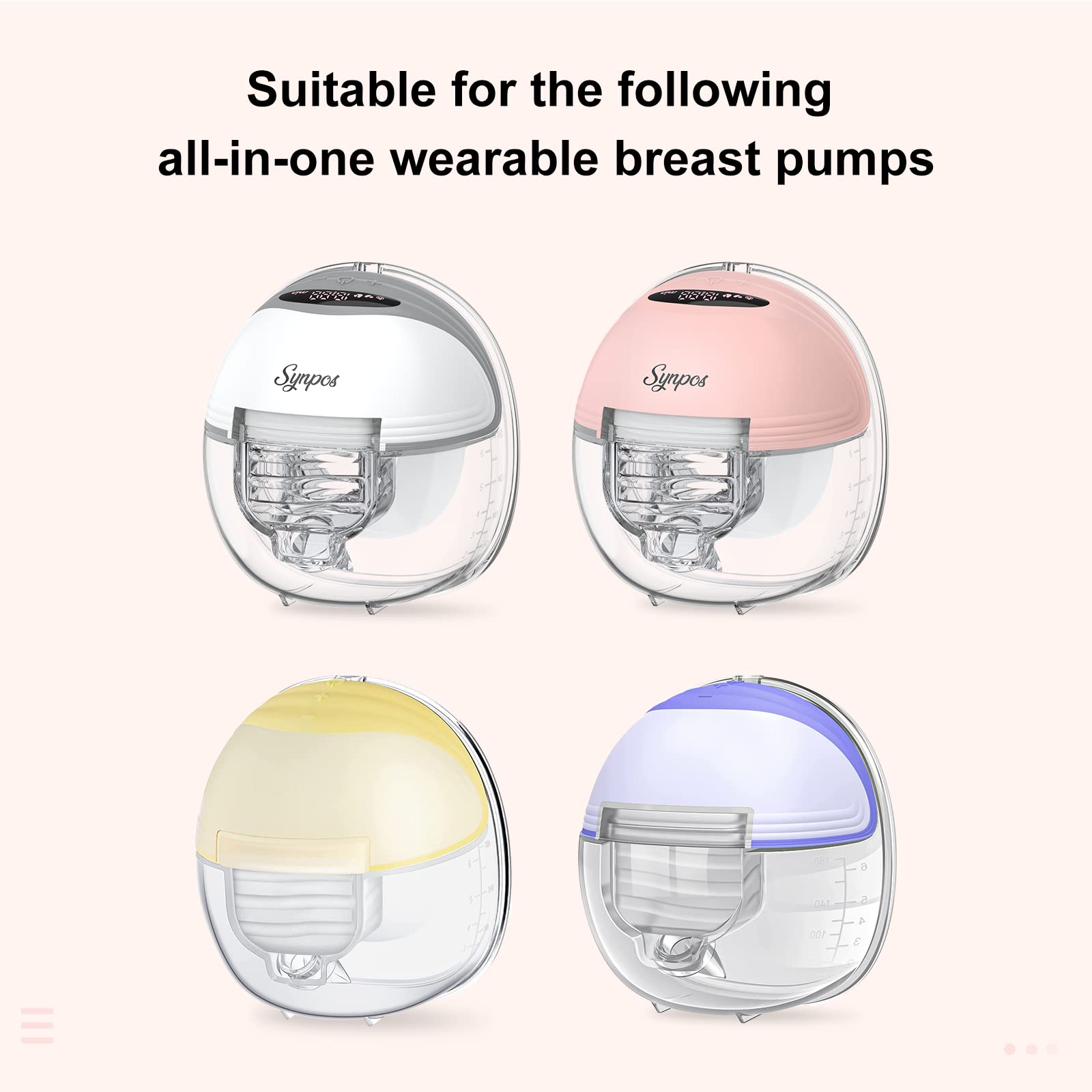 SYNPOS 2 Duckbill Valves & 2 Silicone Diaphragm User Transparent Silicone Material for S18/S21 All-in-One Wearable Breast Pumps