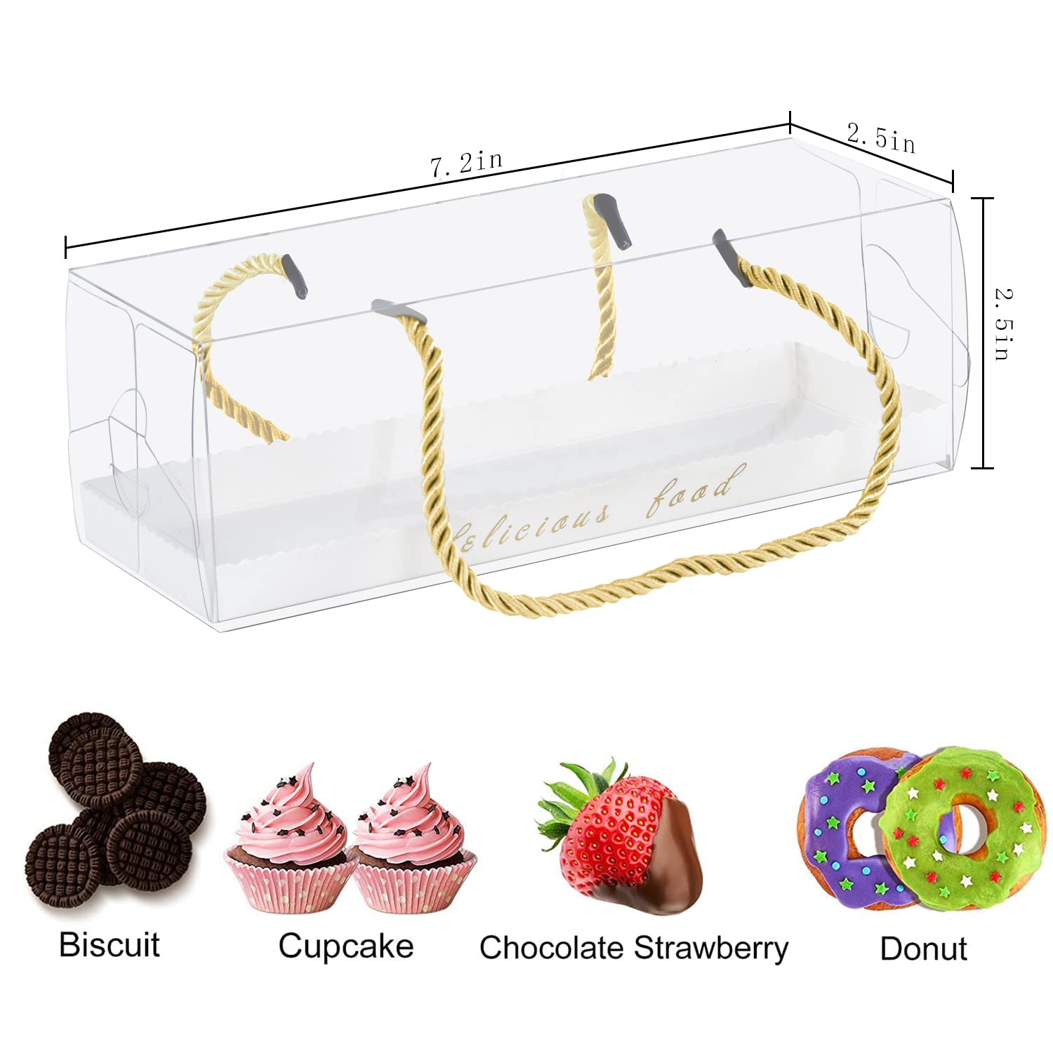 Hzzycaxli Clear Cupcake Boxes with Handles for 4 Count Cupcake Containers, White Bakery Boxes, Disposable Pastry Carrier Holders for Cupcake,Cookies, Treats, Dessert, Muffins,10pack